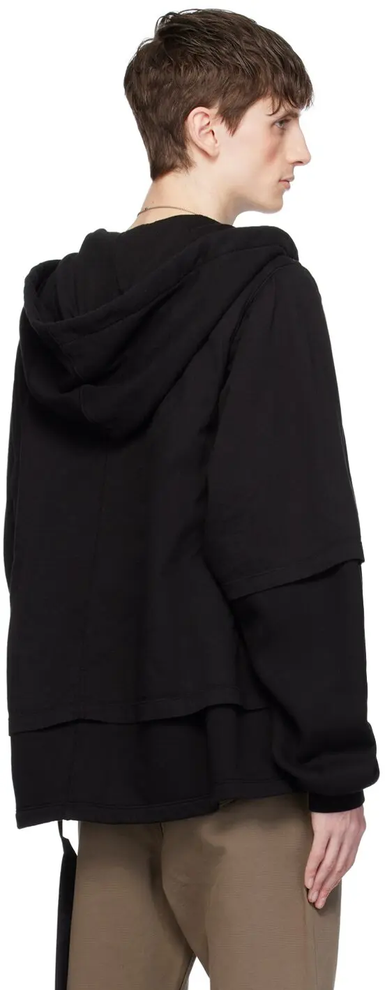 Rick Owens Black Zipped Hustler Hoodie In 09 Black - 52% Off